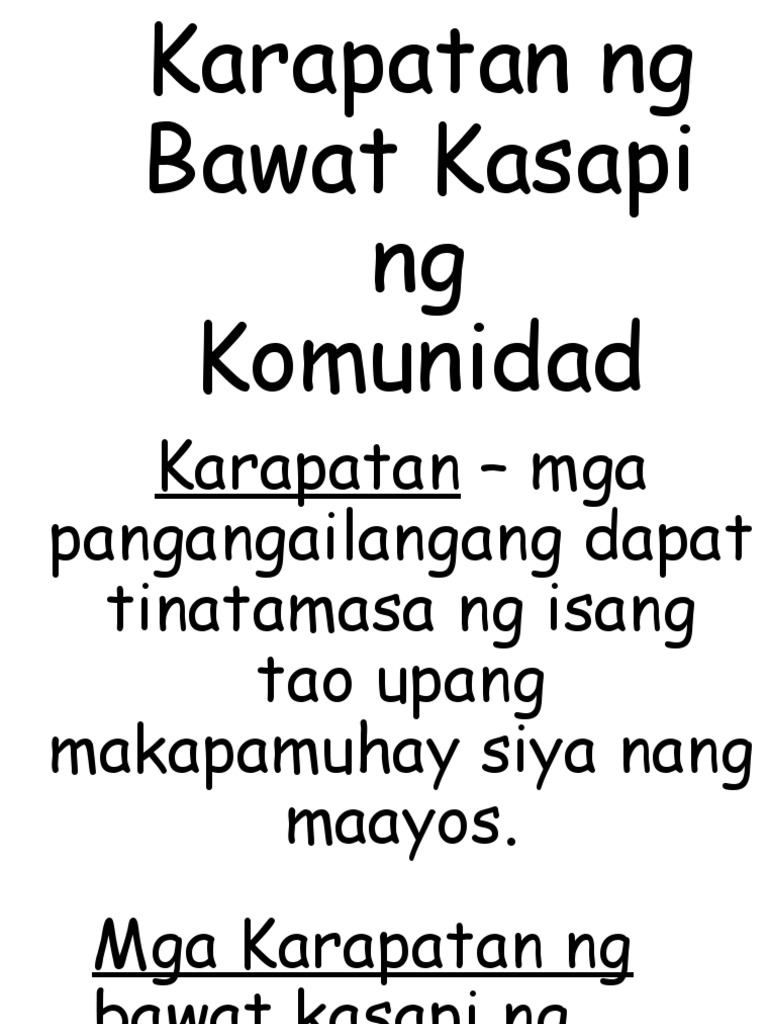 Karapatan NG Bawat Kasapi NG Komunidad | PDF