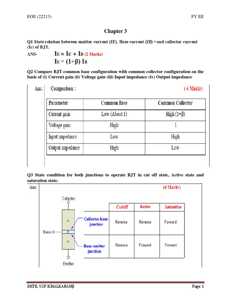 Chapter 3 Msbte Asked Questions | PDF | Bipolar Junction Transistor | P ...