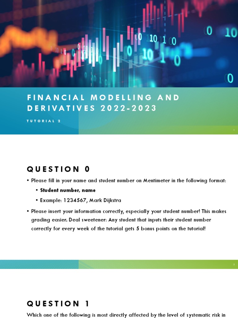 Financial Modelling & Derivatives Tutorial | PDF | Beta (Finance ...
