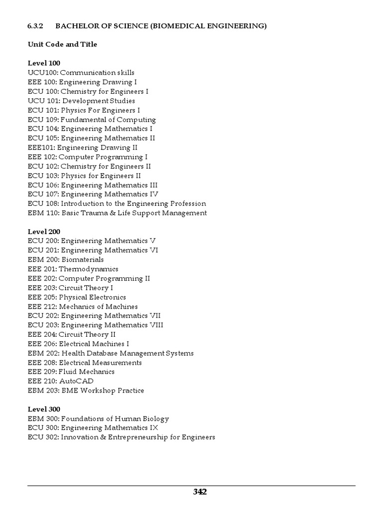 Biomedical Engineering Curriculum Overview | PDF | Electrical ...