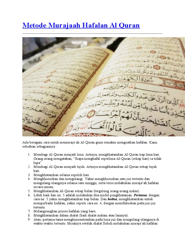Metode Murajaah Hafalan Al Quran | PDF