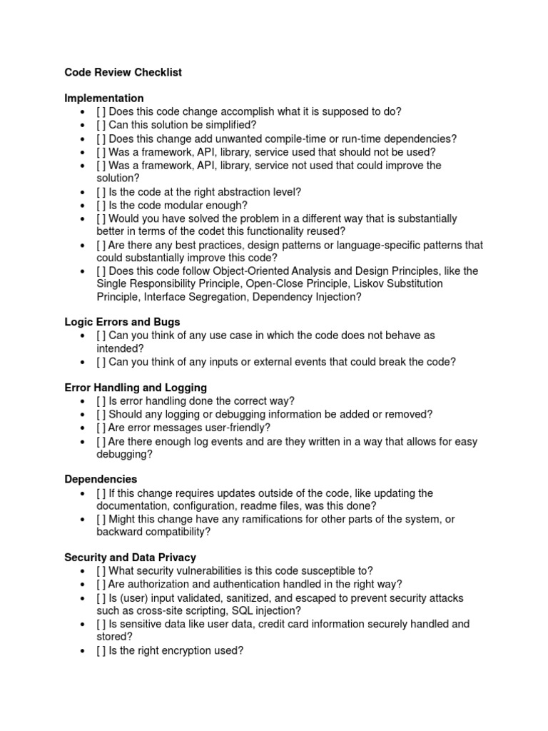 Codereview Checklist Draft | PDF | Computer Security | Security
