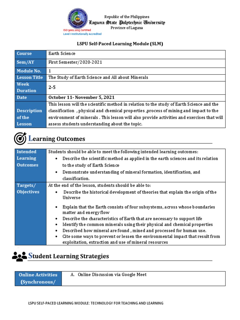 Earth Science Module 1 Intro Pdf Universe Formation And Evolution