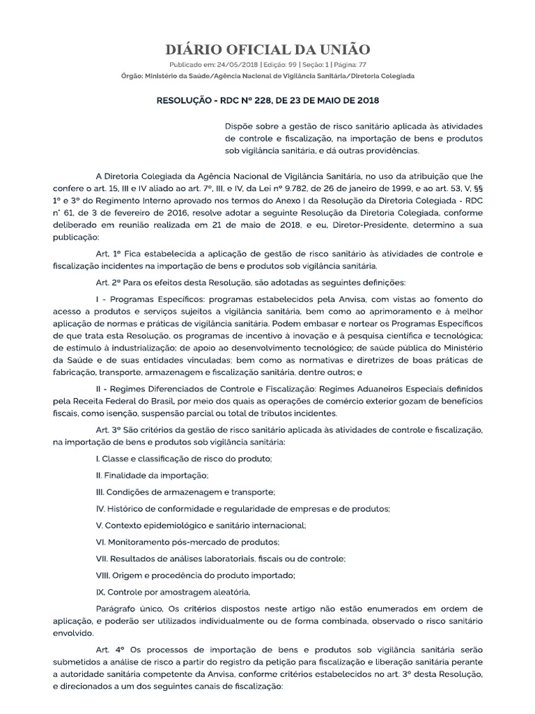 RDC 228 de 2018 | PDF