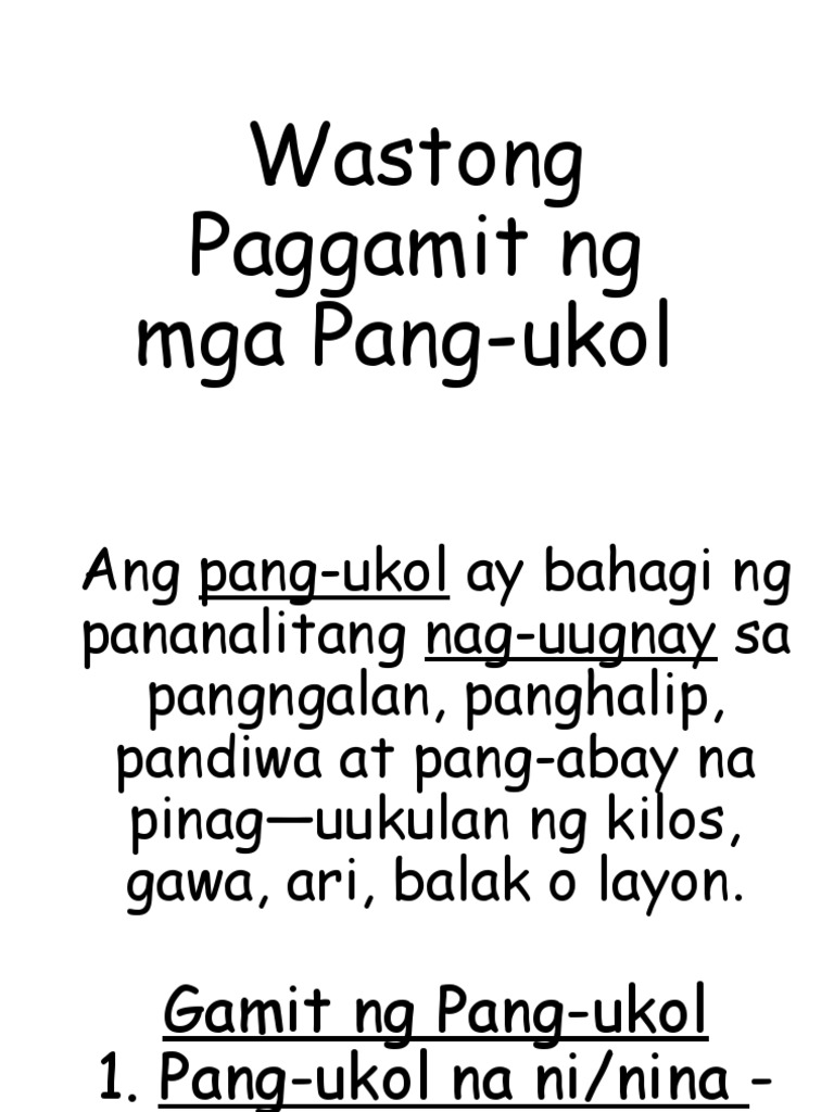 Wastong Paggamit NG Mga Pang-Ukol | PDF Wastong Paggamit NG Mga Pang-Ukol | PDF