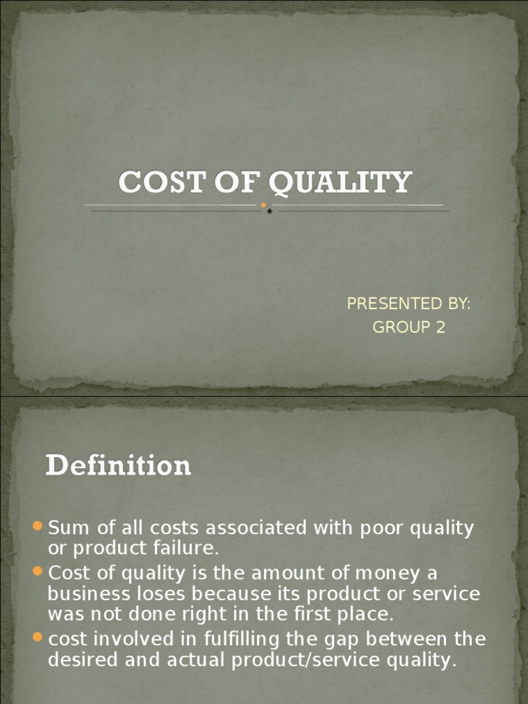 Cost of Quality | PDF | Audit | Quality Assurance