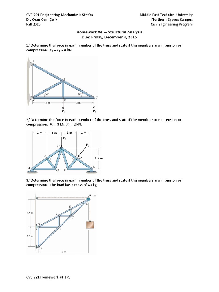 Homework #4 | PDF | Truss | Mechanical Engineering