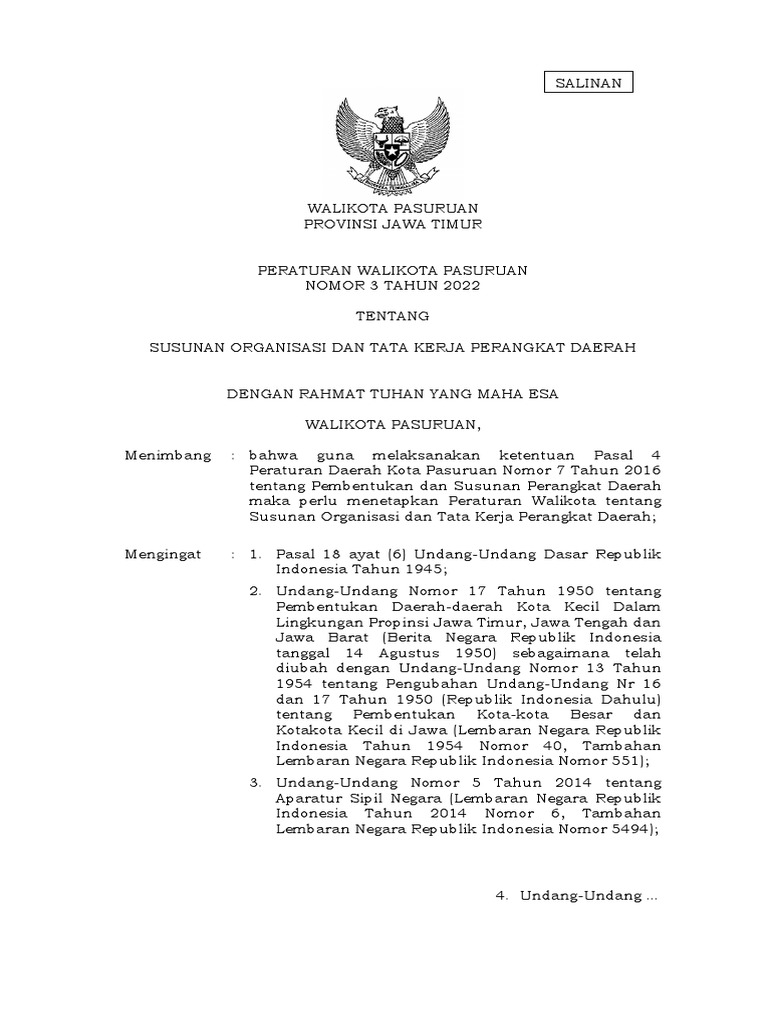 Perwali No.3 Tahun 2022 | PDF