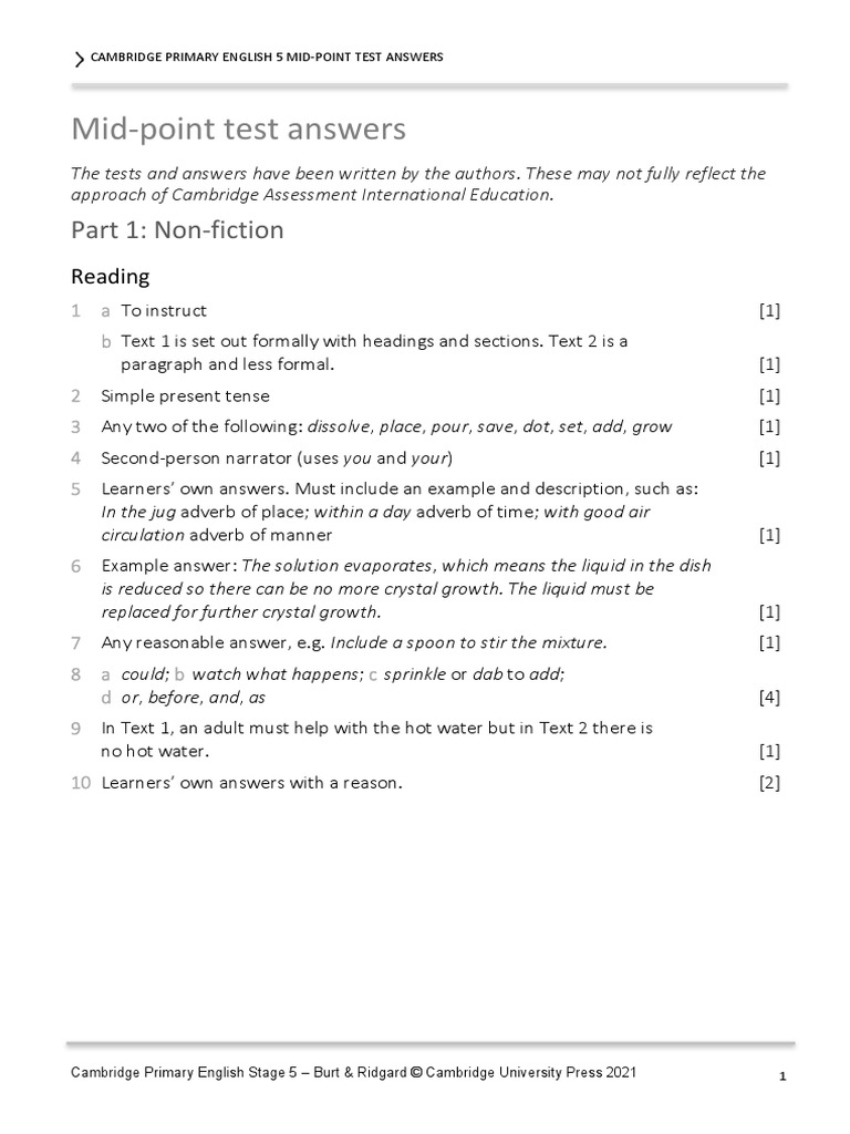 Pri Eng 2ed Tr5 Mid Point Tests Answers | PDF | Narration | English ...