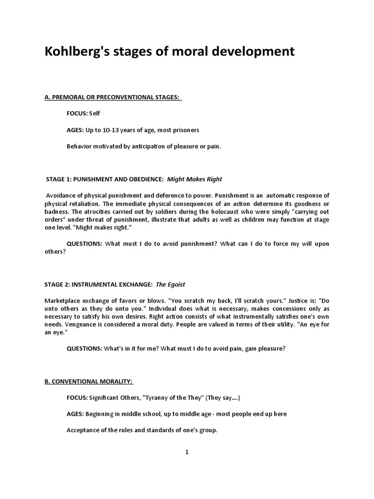 Kohlberg's Stages of Moral Development | PDF | Justice | Crime & Violence