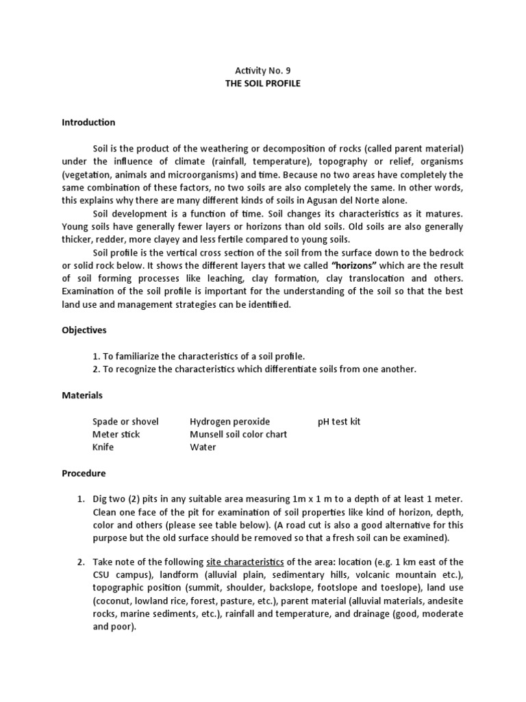 Activity No 9. The Soil Profile | PDF | Soil | Nature