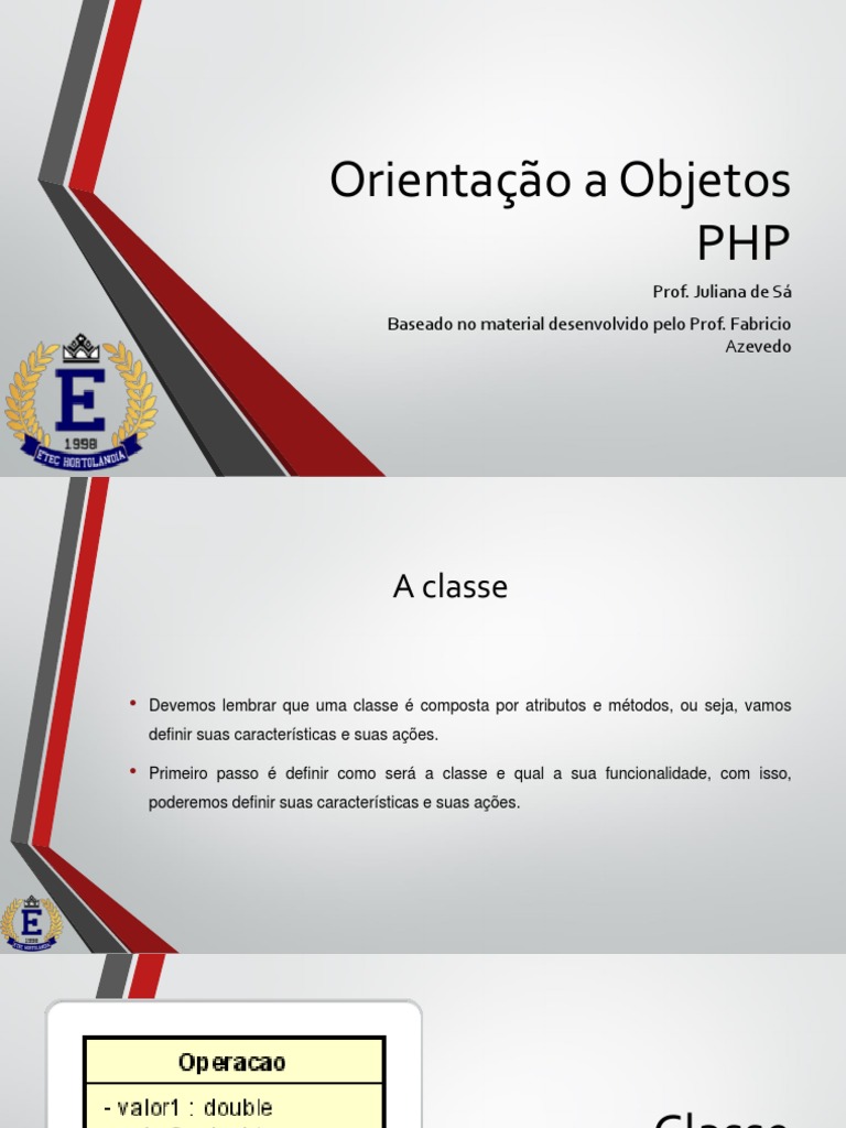 Orientação A Objetos - PHP | PDF | Classe (programação de computadores ...