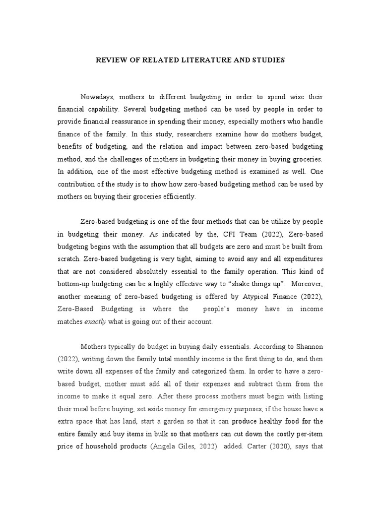 Review of Related Literature and Studies | PDF | Budget | Money