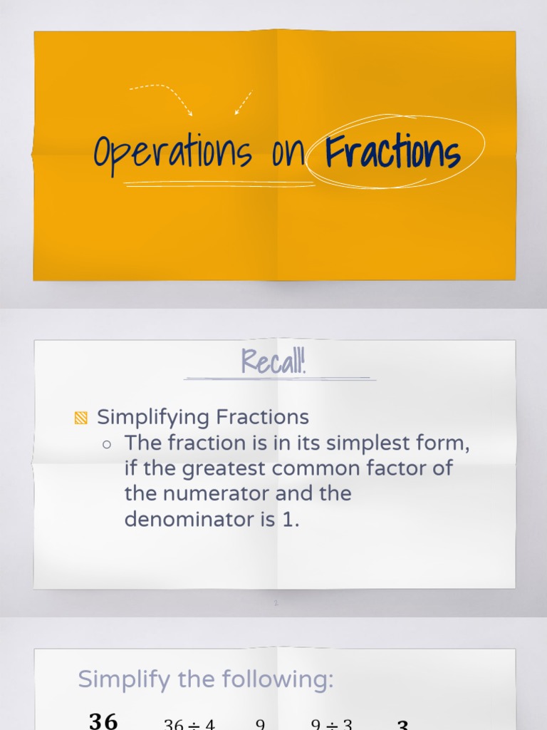 Operations On Fractions-Lesson 1 | PDF | Subtraction | Mathematical ...