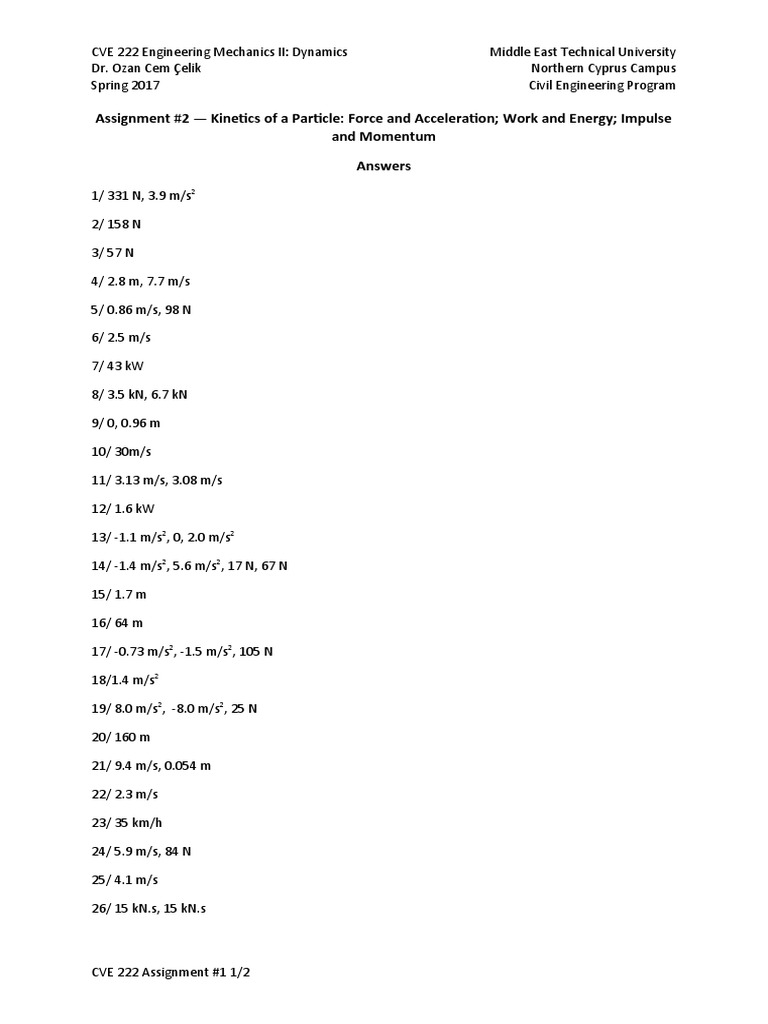 Assignment #2 - Answers | PDF | Science & Mathematics