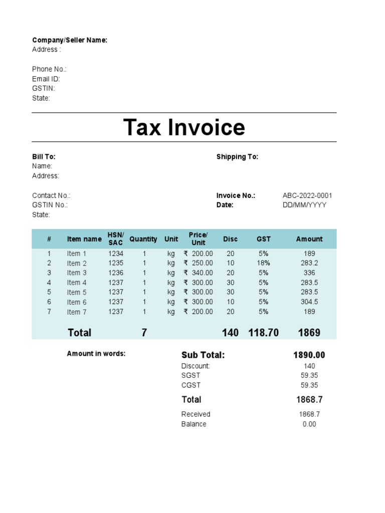 Shoes Invoice Template Format | PDF | Finance & Money Management