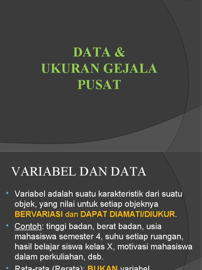 Ukuran Tendensi Sentral | PDF | Metode & Bahan Ajar