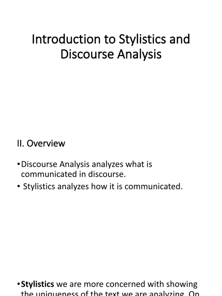 Introduction To Stylistics And Discourse Analysis Pdf Linguistics