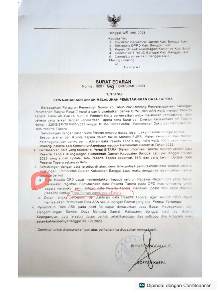 Surat Tapera BKD | PDF