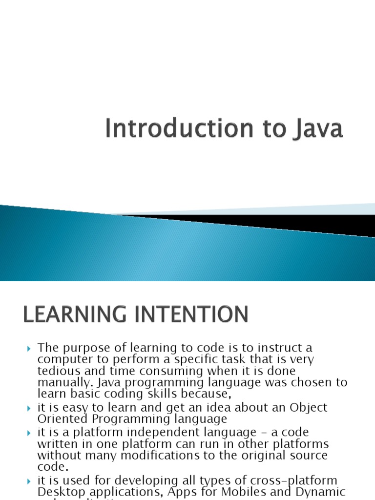 1 Java Introduction | PDF | Java Virtual Machine | Cross Platform Software 1 Java Introduction | PDF | Java Virtual Machine | Cross Platform Software