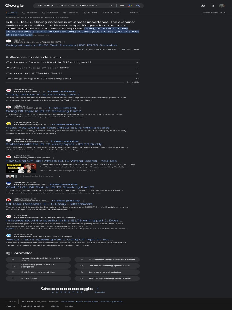 Is It Ok To Go Off Topic in Ielts Writing Task 2 - Google'Da Ara | PDF ...