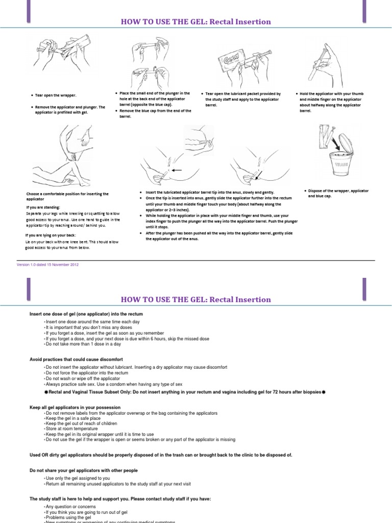 MTN-014 Rectal Gel Use Instructions 15nov2012 | PDF | Topical ...