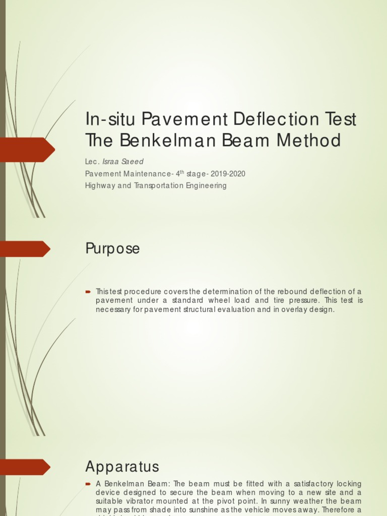 In-Situ Pavement Deflection Test The Benkelman Beam Method | PDF | Road ...