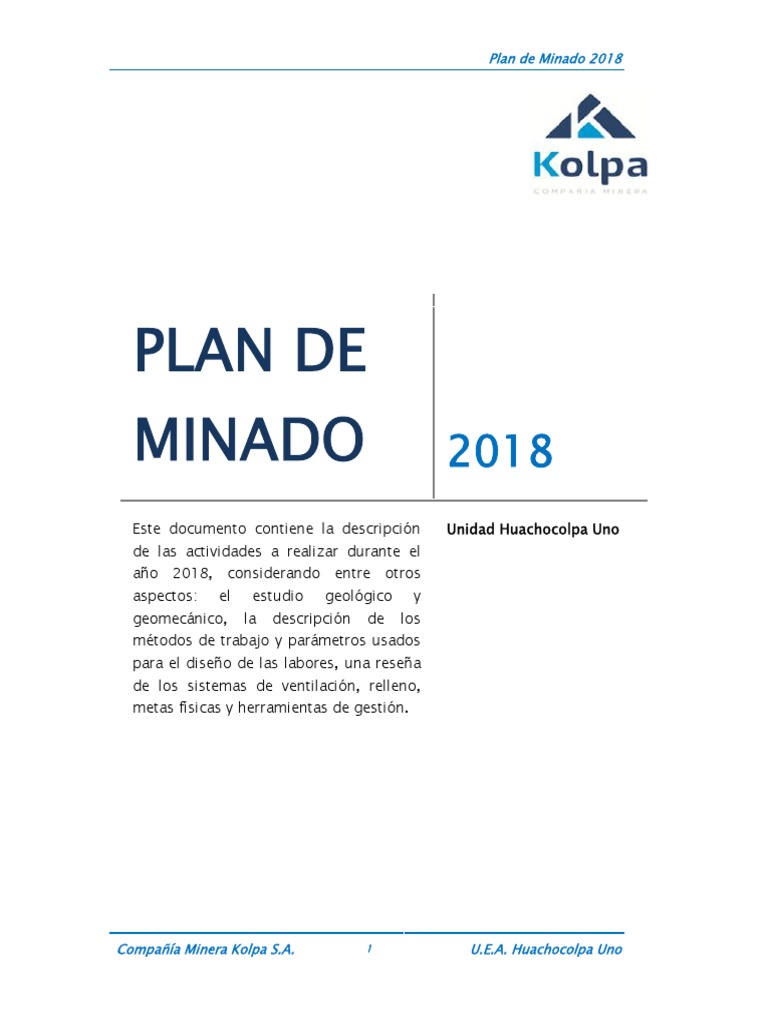 PLAN DE MINADO 2018_21_11_17 | PDF | Minería | Cobre
