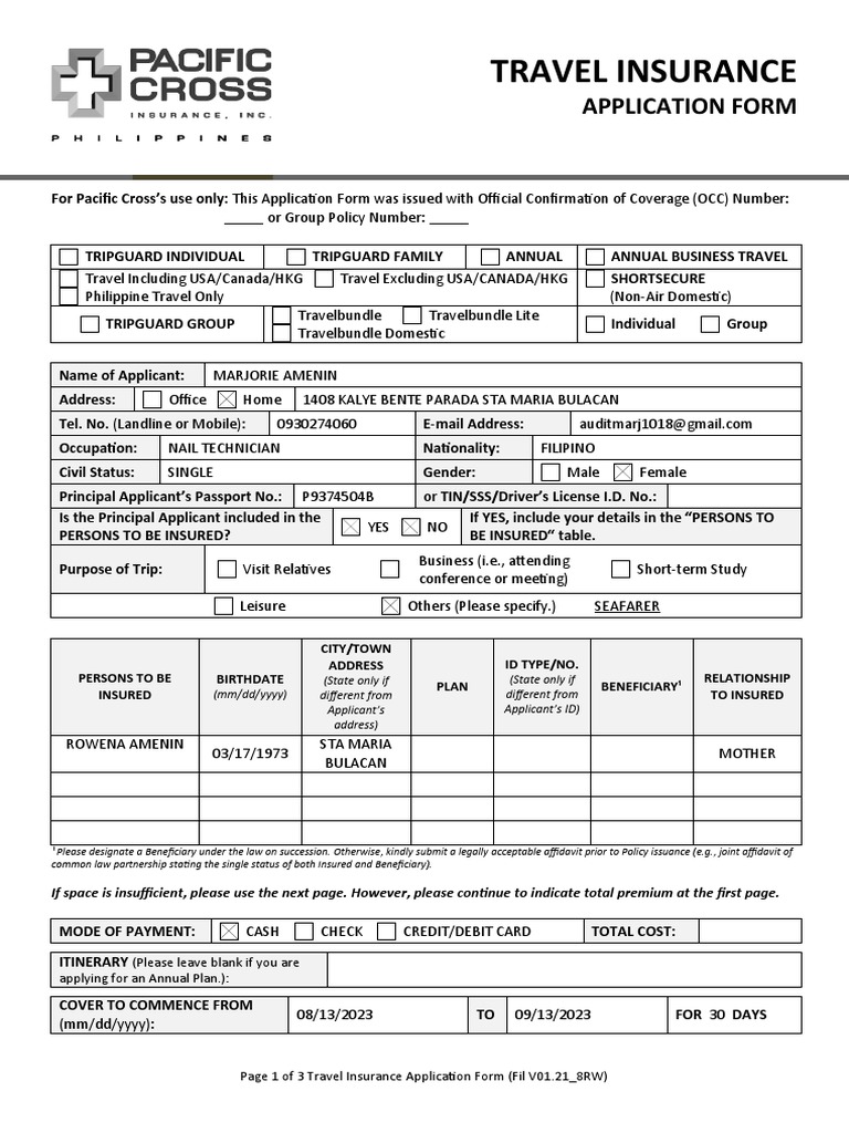 2023 - COVID19 - Application Form - (December 20) | PDF | Insurance ...