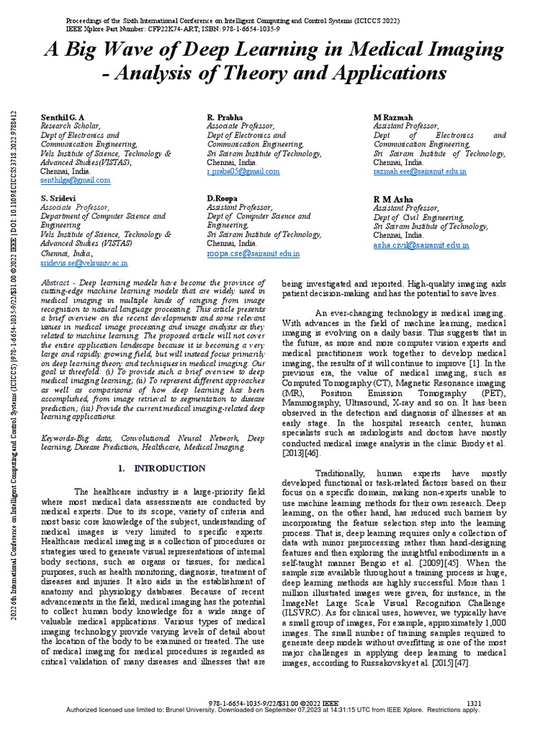 A Big Wave of Deep Learning in Medical Imaging - Analysis of Theory and ...