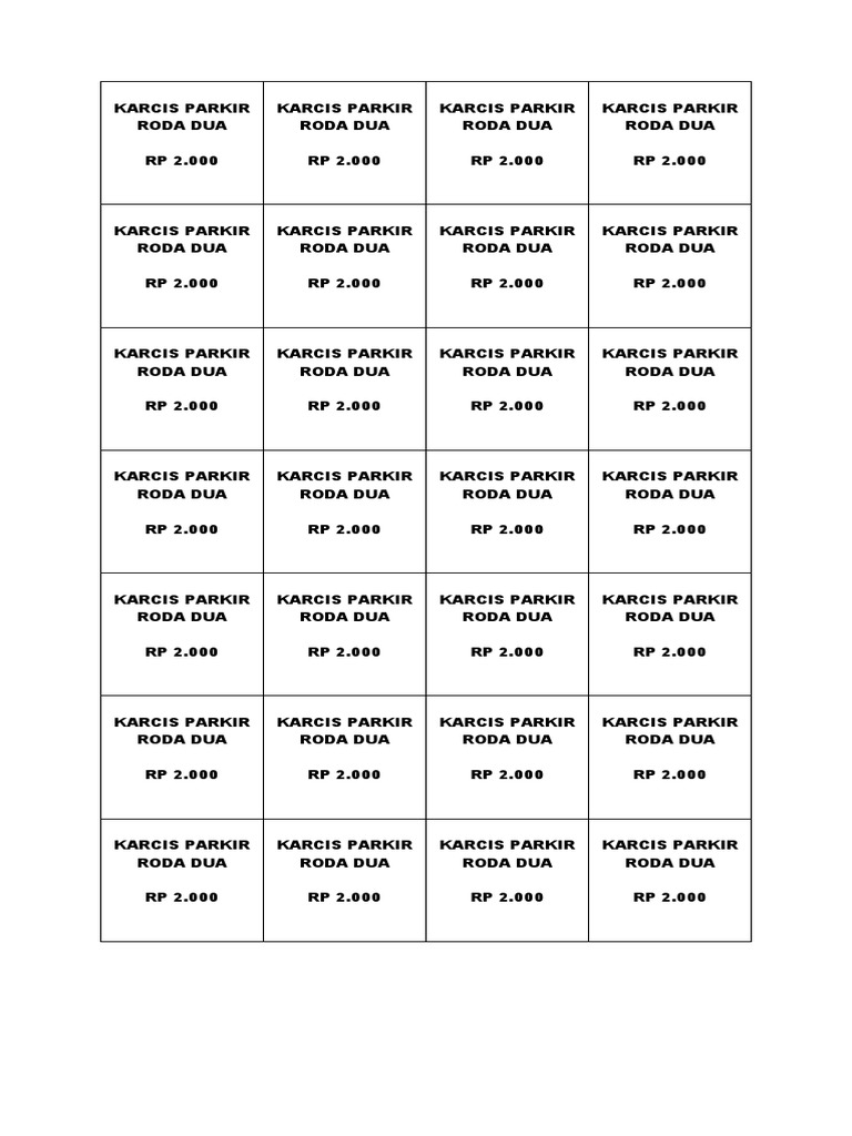 Contoh Karcis Parkir Roda Dua | PDF