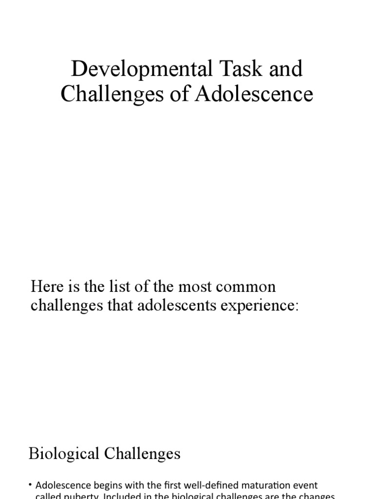 Developmental Task and Challenges of Adolescence | PDF | Eating Disorder | Adolescence
