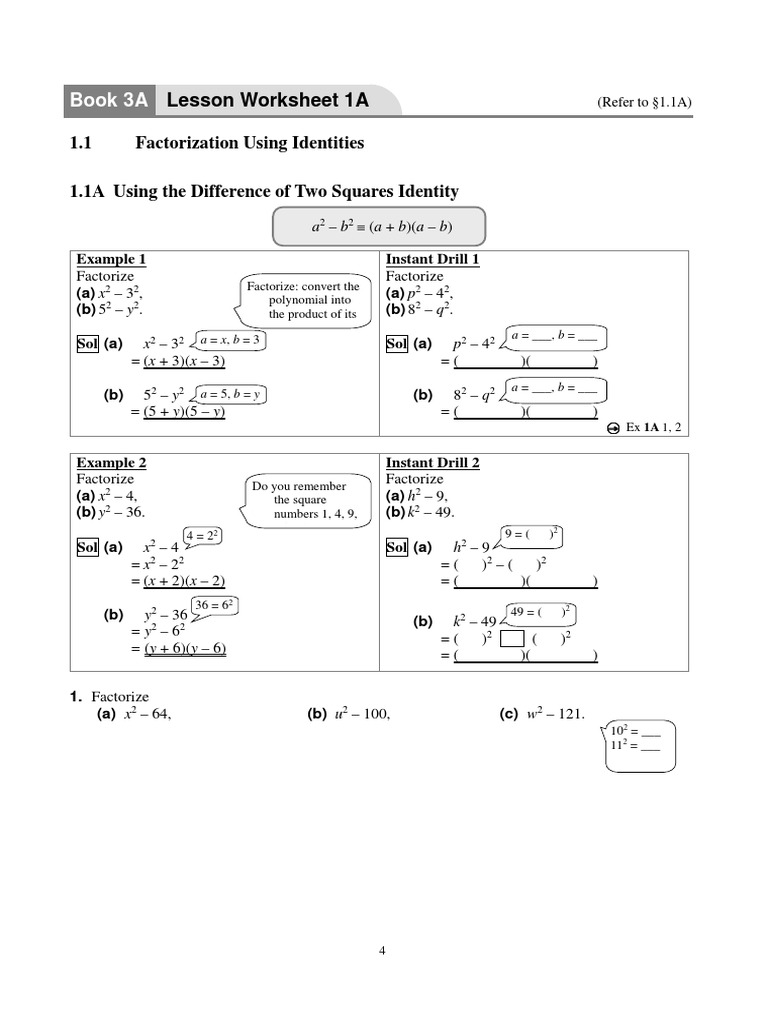 F3A 1 More About Factorization of Polynomials | PDF | Factorization ...
