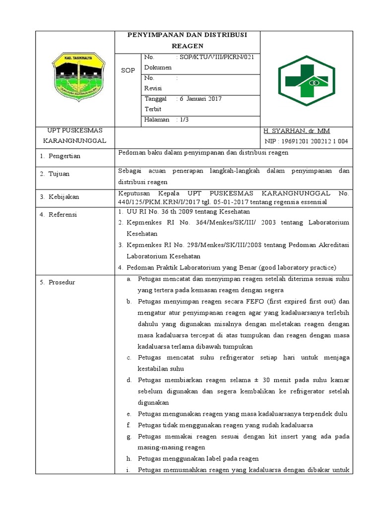 Panduan Penyimpanan Reagen Laboratorium | PDF