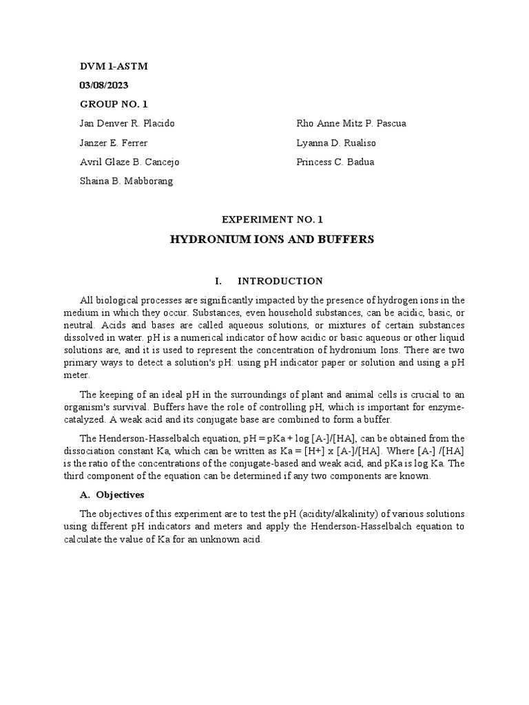 Biochem Acids and Bases Lab Report | PDF | Ph | Buffer Solution