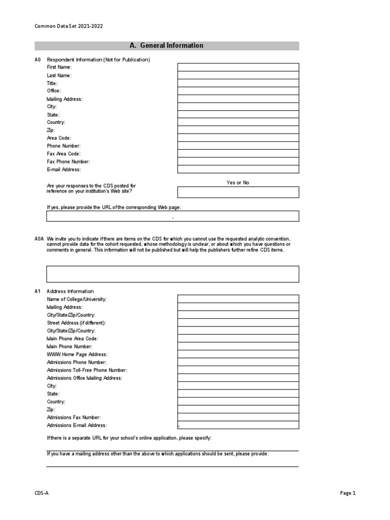 College Board BigFuture College Profile CDS Import 2022 2023 | PDF ...