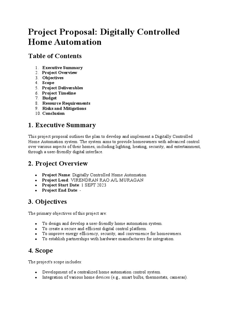 Project Proposal | PDF | Home Automation | Automation