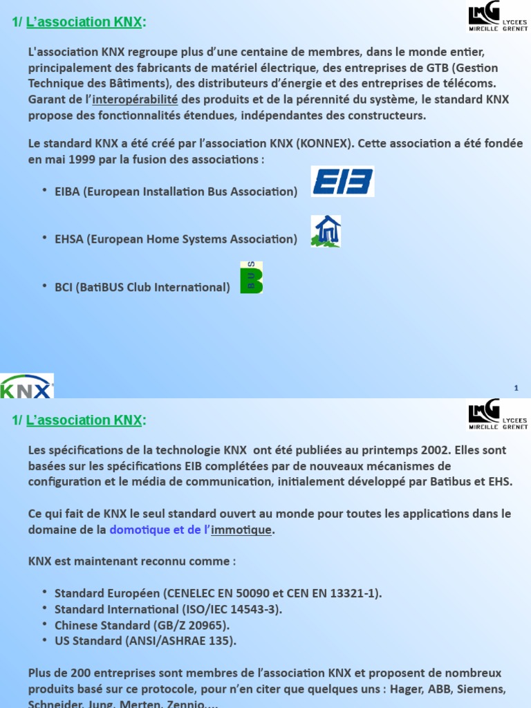 Presentation KNX | PDF | Domotique | Immotique