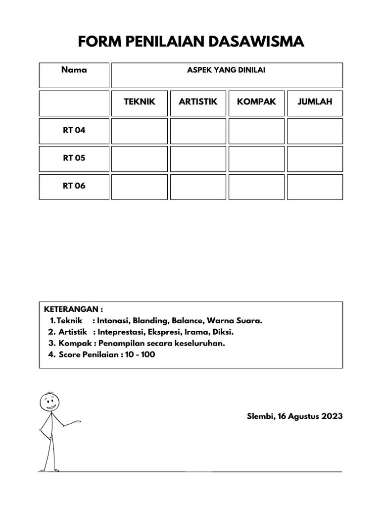 Penilaian Teknik dan Artistik Dasawisma | PDF
