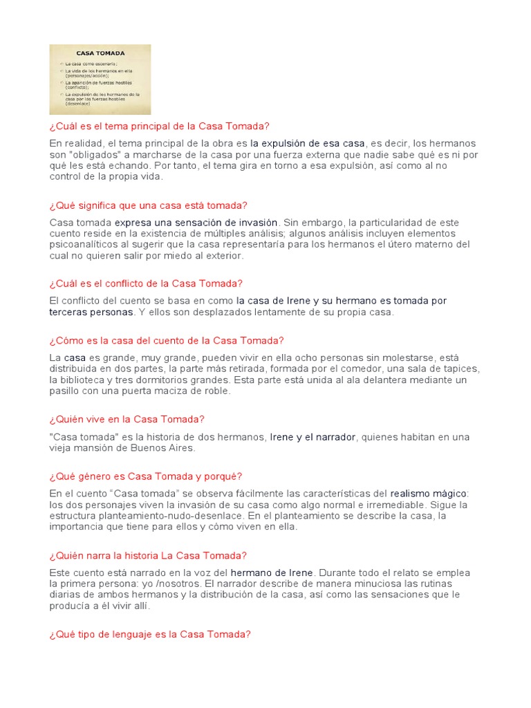 Cuál Es El Tema Principal de La Casa Tomada | PDF