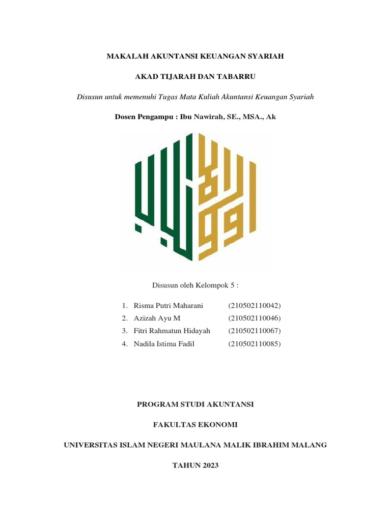 Akad Tijarah dan Tabarru dalam Syariah | PDF | Ilmu Sosial