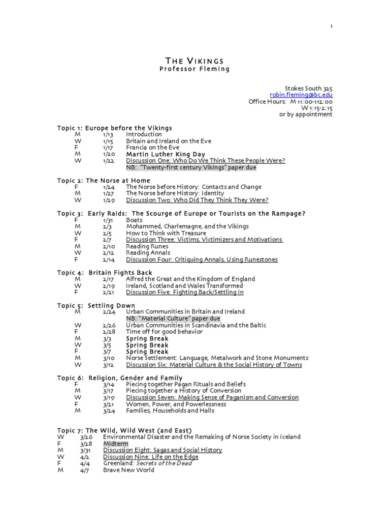 Syllabus The Vikings | PDF | Vikings | Viking Age