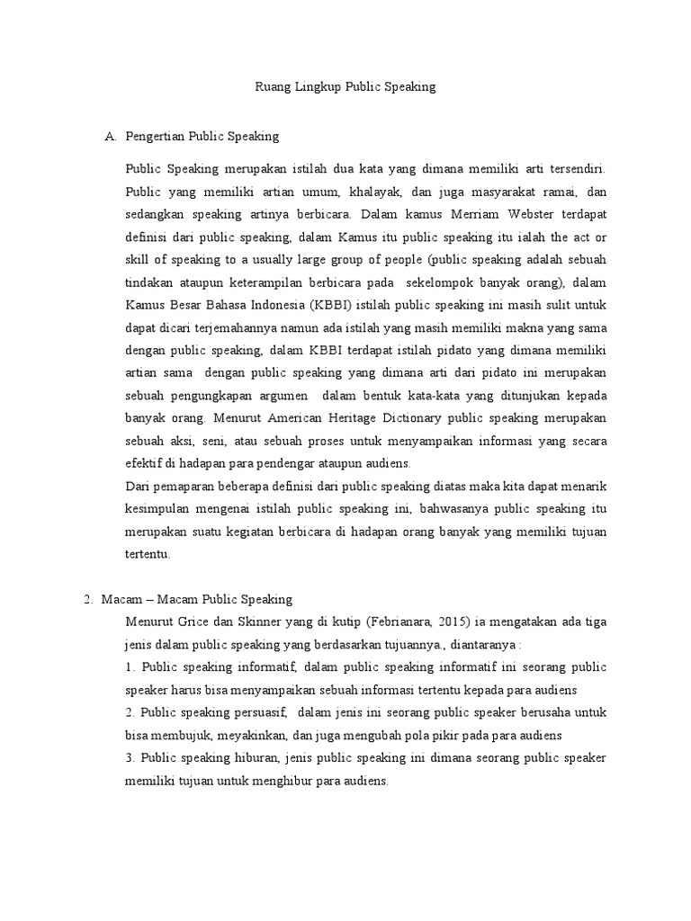 Ruang Lingkup Public Speaking | PDF