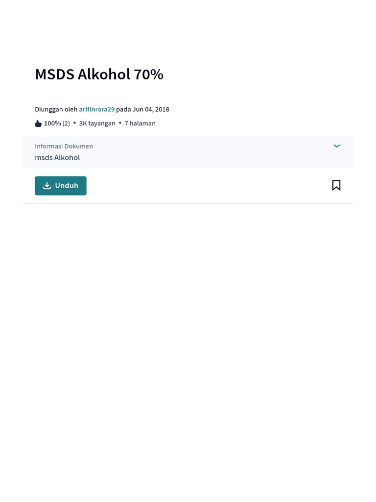 MSDS Alkohol 70% - PDF | PDF