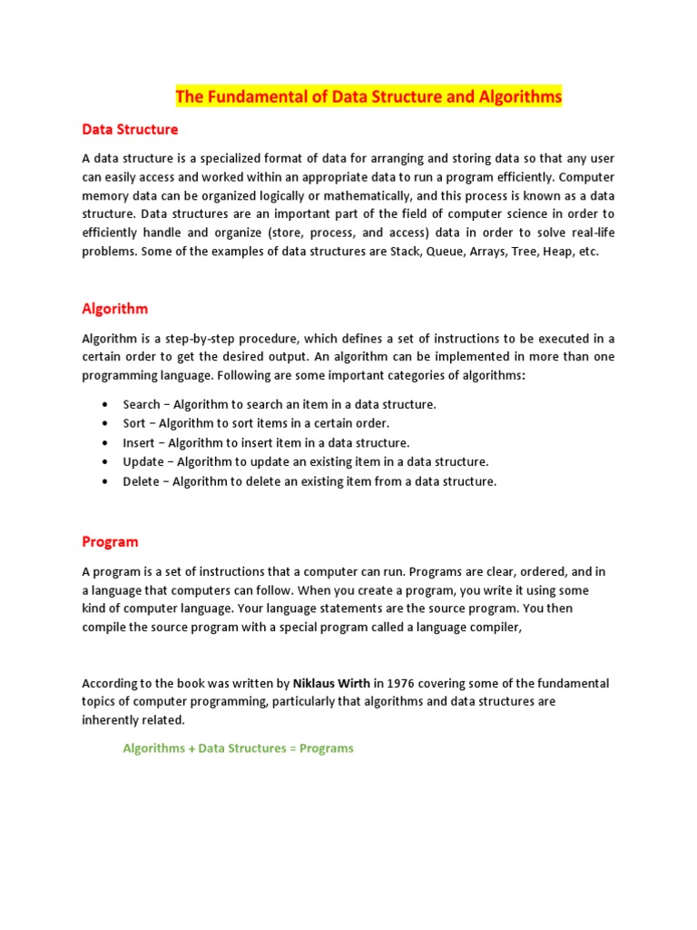 Part 04 Lesson 4 The Fundamental of Data Structure and Algorithm | PDF ...