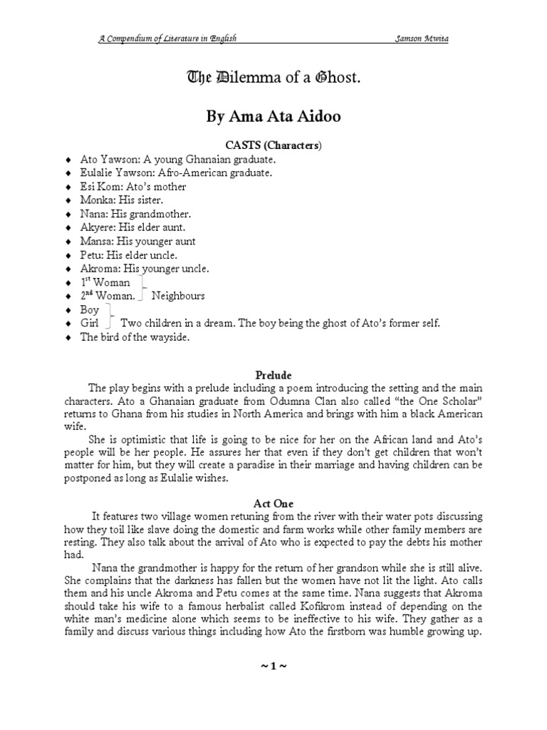 The Dilemma of A Ghost | PDF | Marriage | Monologue