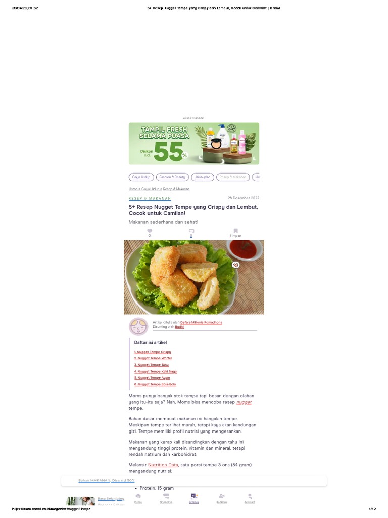 5+ Resep Nugget Tempe Yang Crispy Dan Lembut, Cocok Untuk Camilan! - Orami | PDF