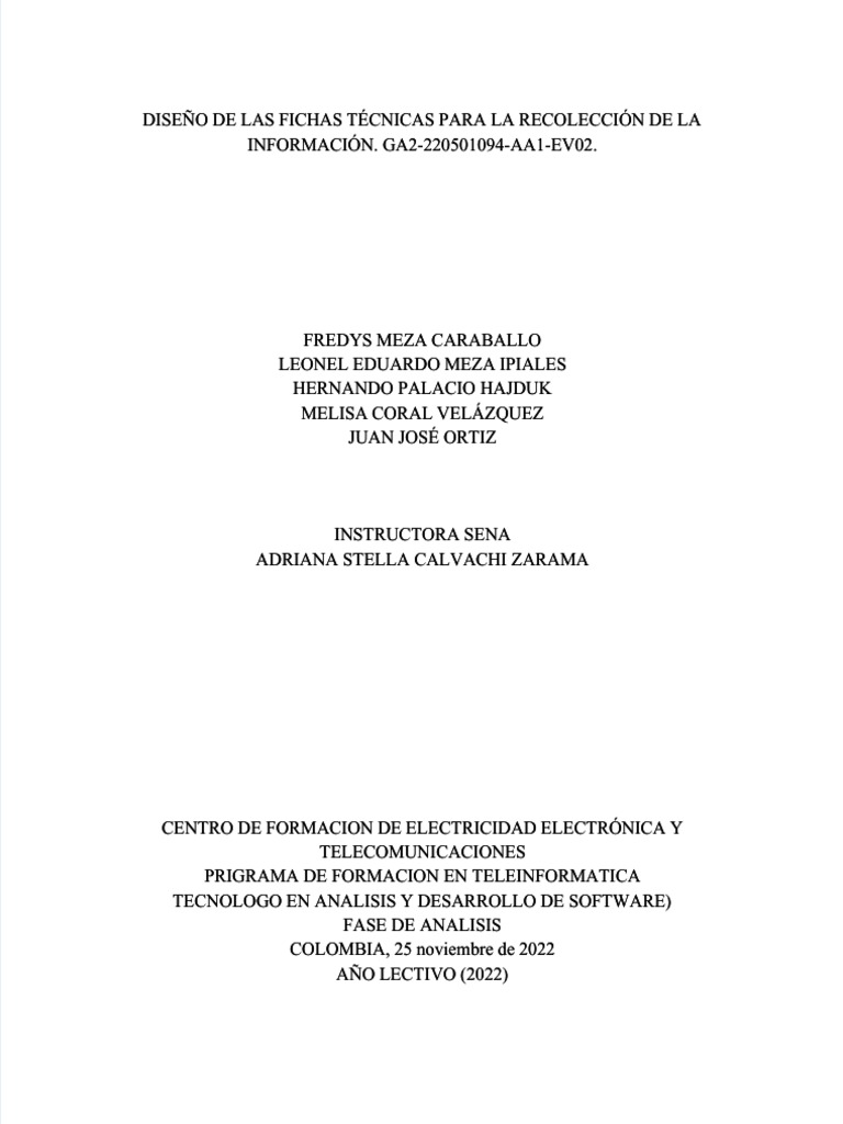 PDF Diseno de Las Fichas Tecnicas para La Recoleccion de La Informacion ... PDF Diseno de Las Fichas Tecnicas para La Recoleccion de La Informacion ...