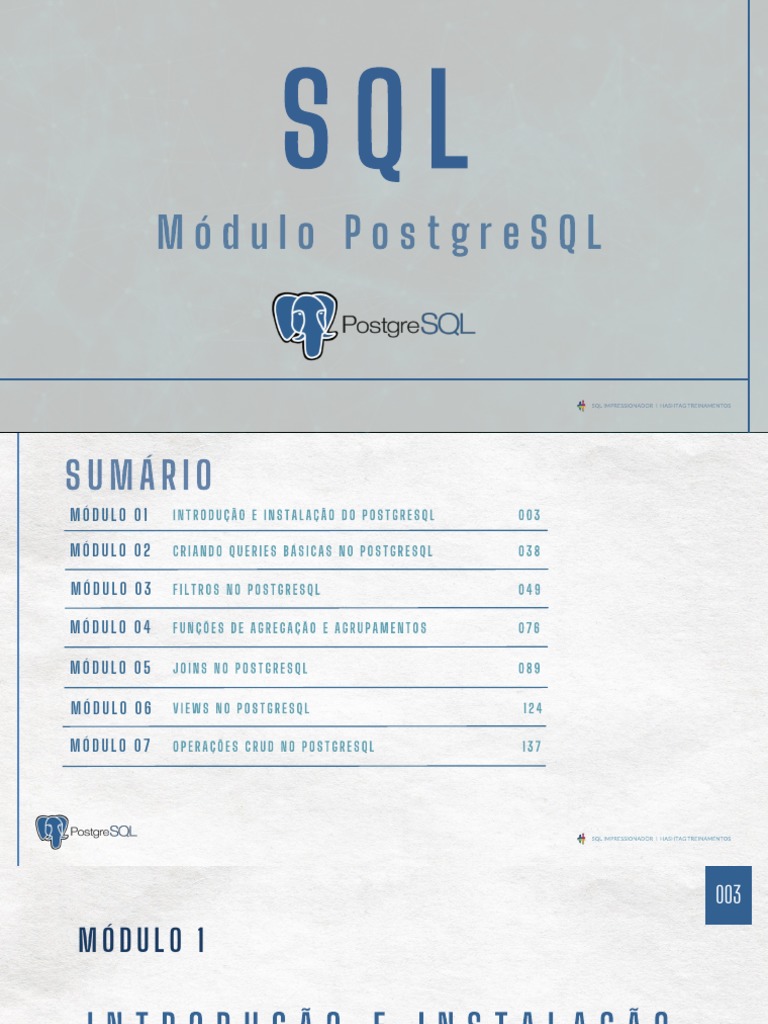 Apostila PostgreSQL | PDF | Bancos de dados | SQL