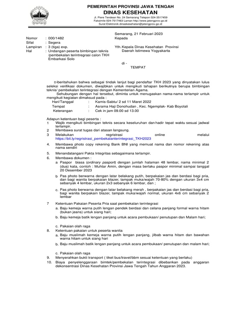 Undangan Bimtek TKH Kloter | PDF